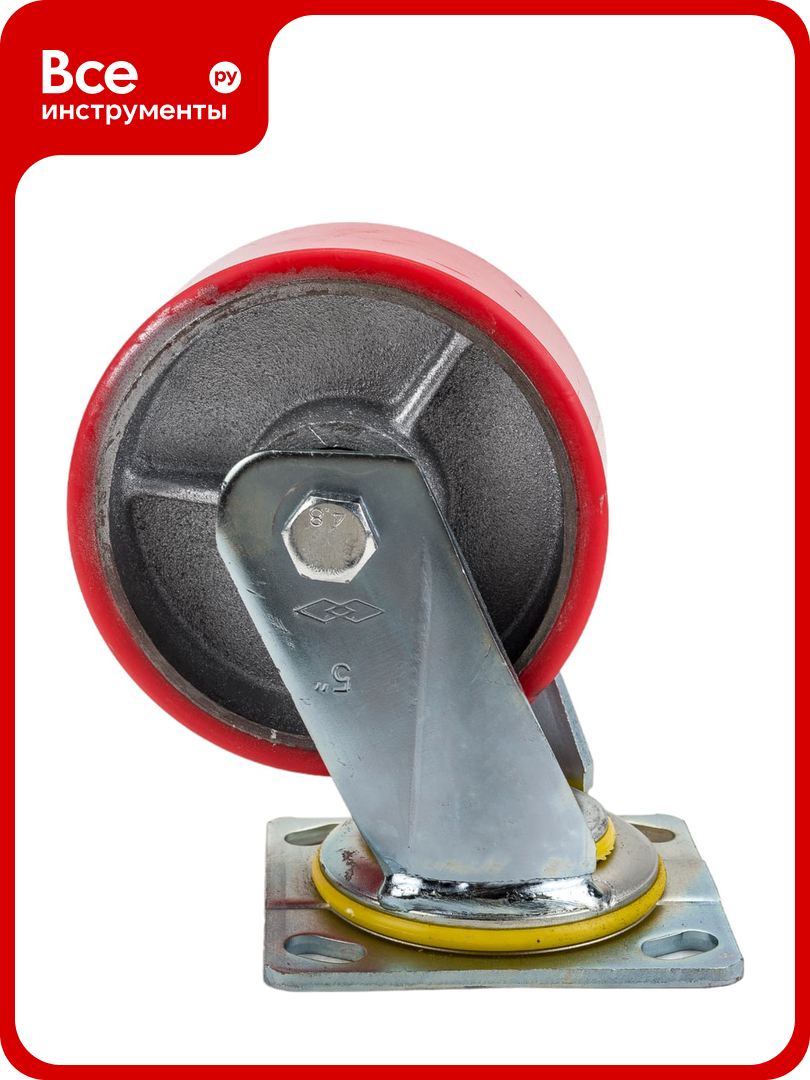 Колесо большегрузное полиуретановое поворотное, без тормоза, г/п 600 кг, EURO-LIFT 00018519