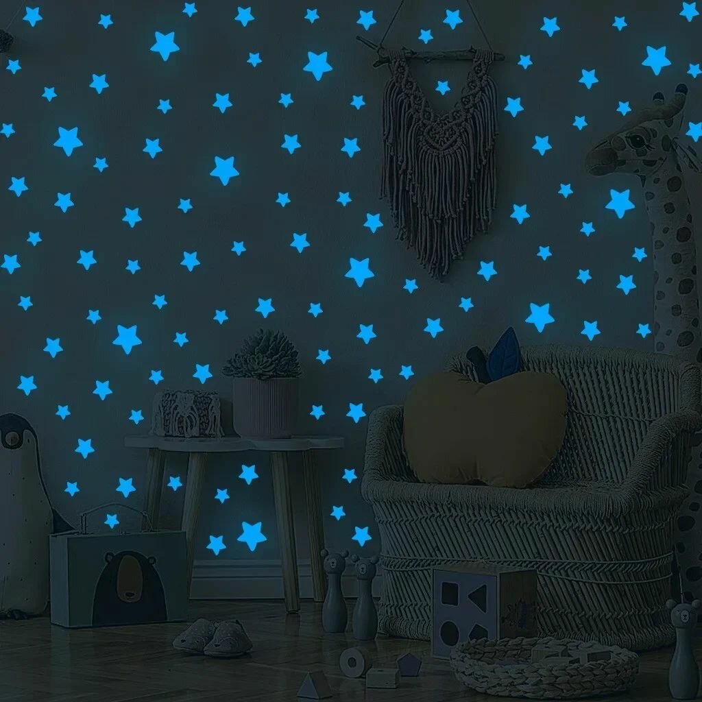 Светящиеся звезды-наклейки! Украсьте потолок за 5 минут (розовые/голубые/зеленый)