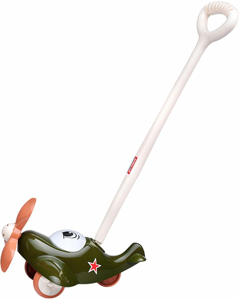 Детская каталка "Самолет" с ручкой, развивающая игрушка для малышей, машинка-каталка для дома и улицы