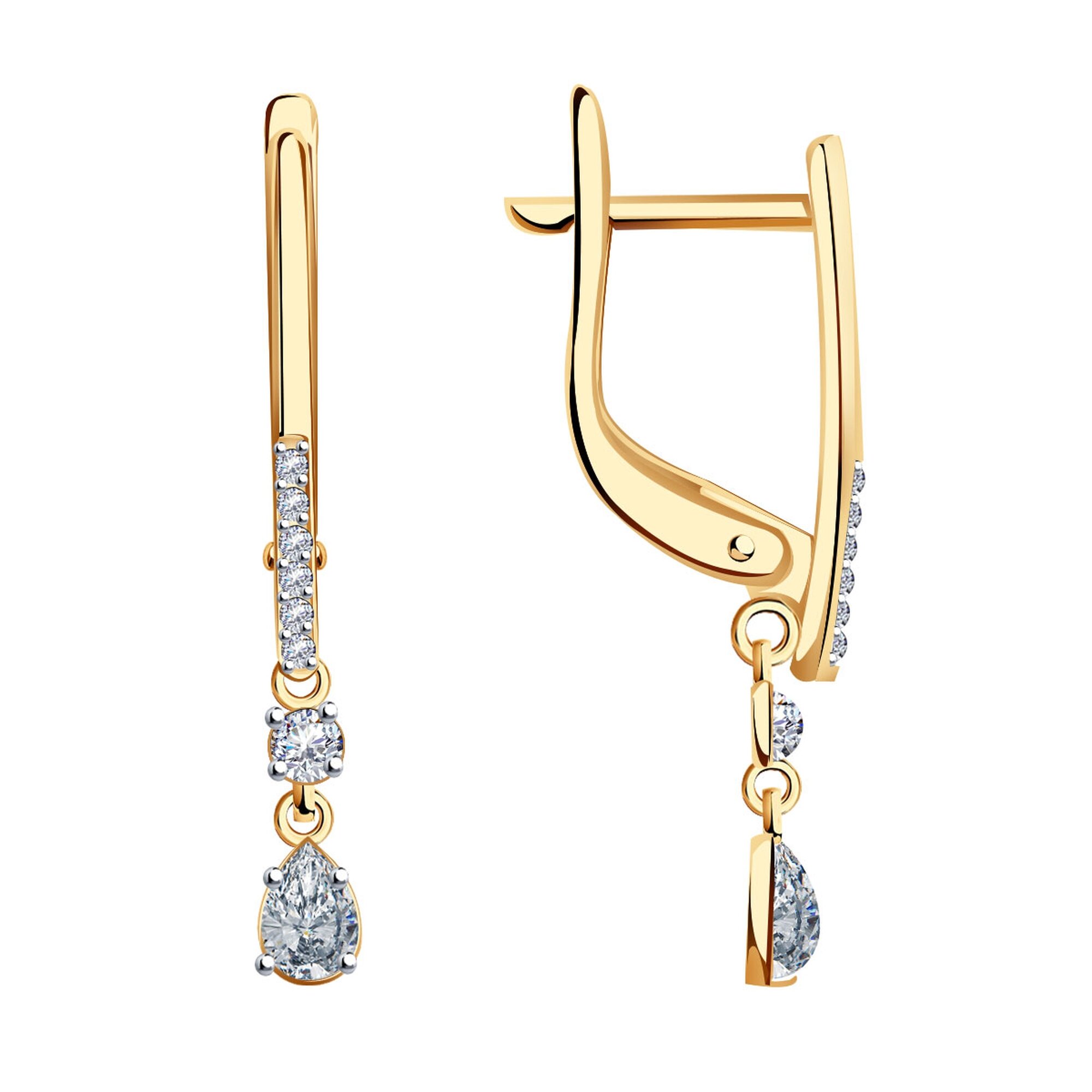 Серьги Diamant online, красное золото, 585 проба, фианит