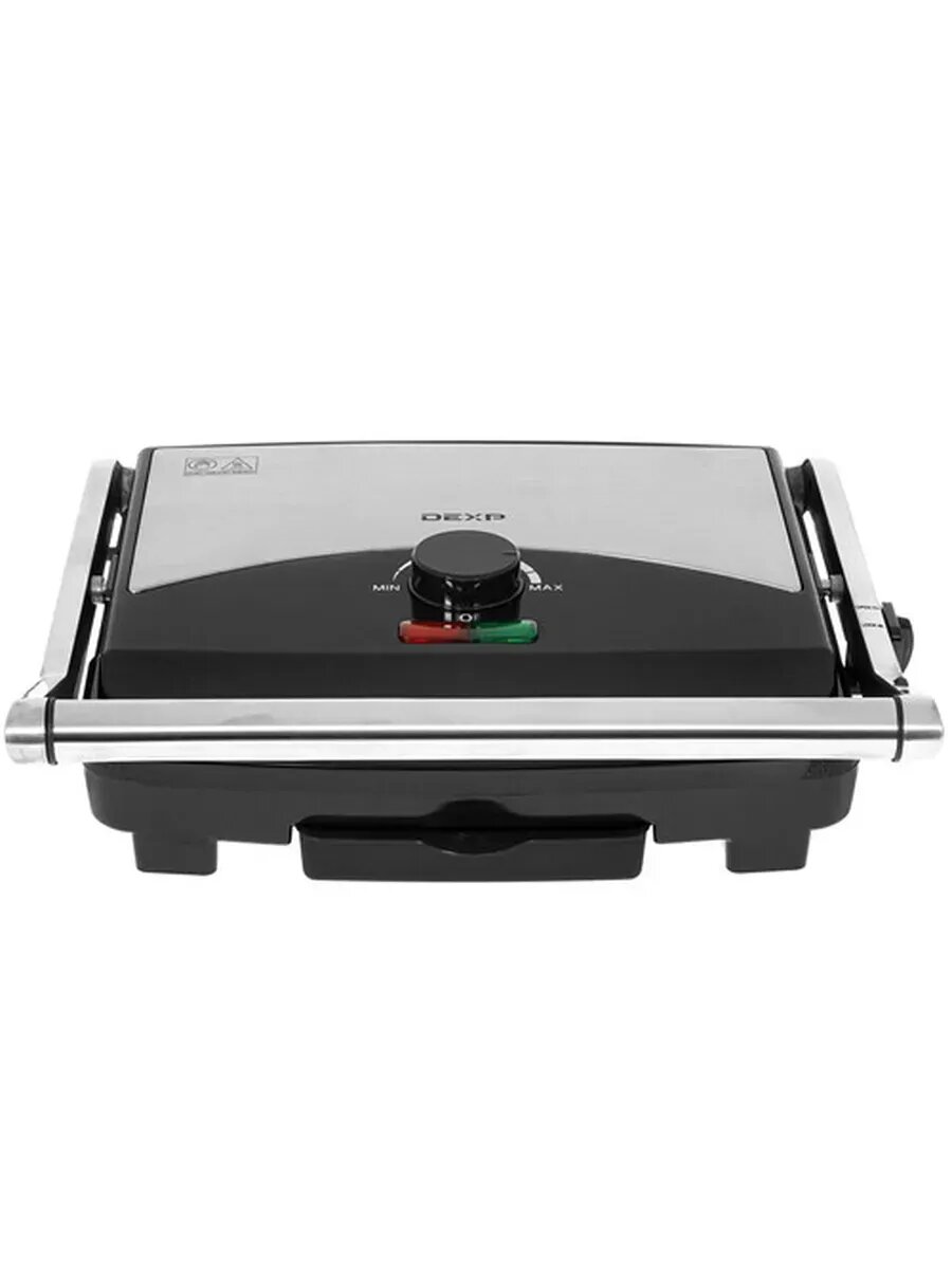 Электрогриль DEXP "GRL-2000", антипригарное покрытие, 2000Вт, черный/серый