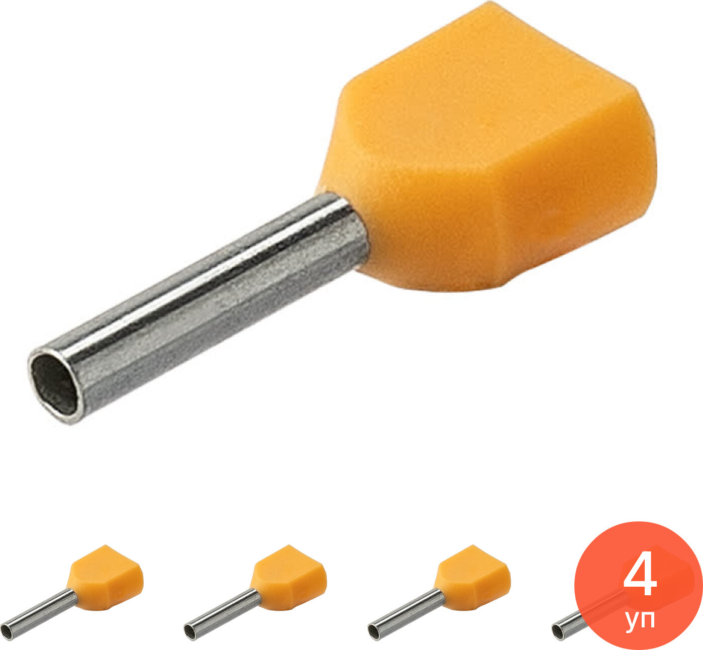 Кабельный наконечник TDM Electric / ТДМ Электрик НШвИ (2) штыревой втулочный изолированный (двойной),0.5×8, оранжевый, в упаковке 100шт, SQ0521-0001 (комплект из 4 уп)