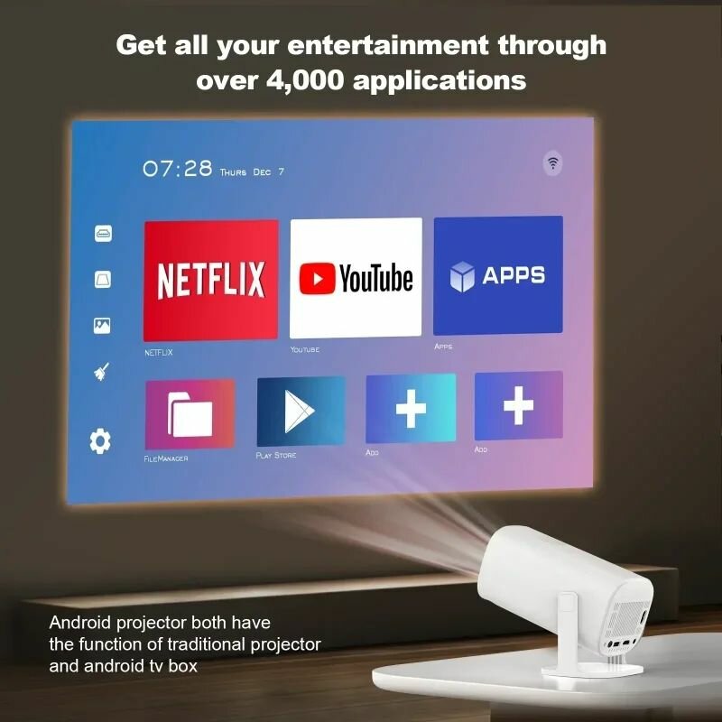 P30 Smart Mini Portable Android 11 HD Projector, белый — фото 1