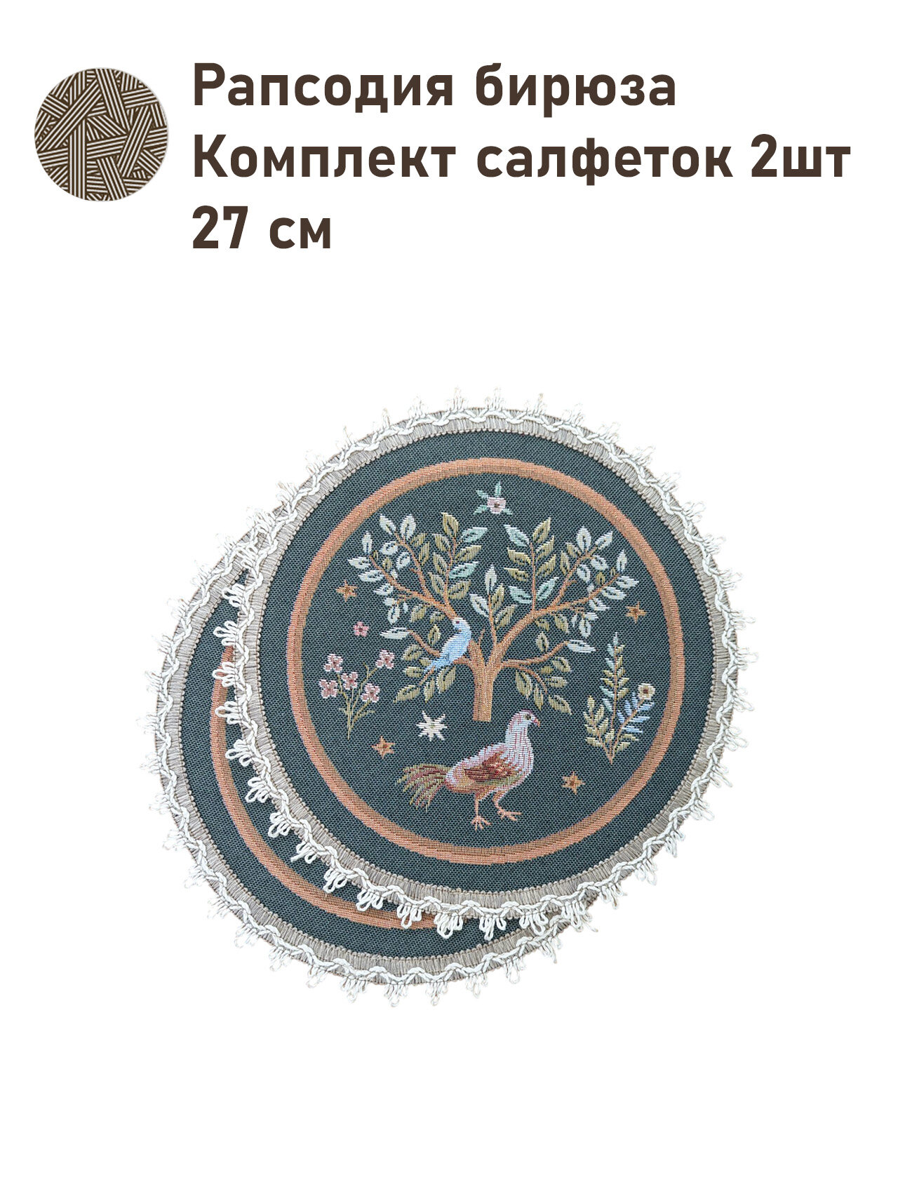 Комплект салфеток Le Gobelin Рапсодия бирюза 2 шт диаметр 27 см