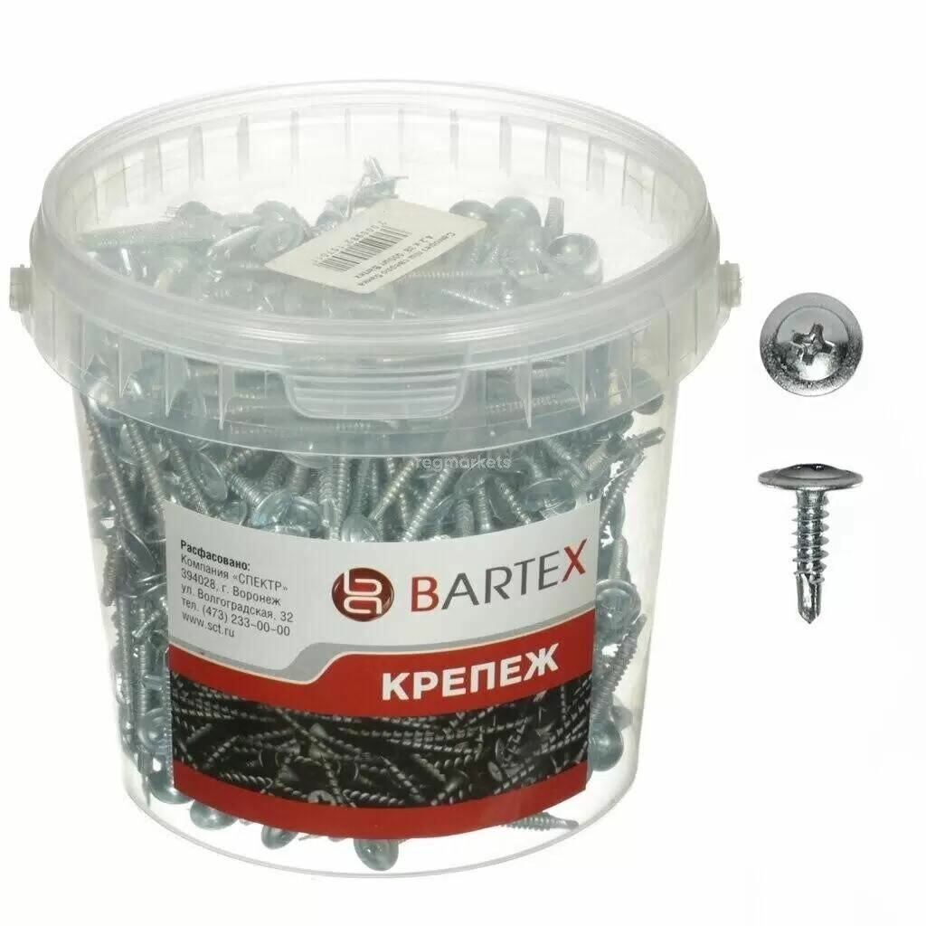 Саморезы Bartex универсальные, прессшайба, острый, 4,2х13 мм, 1500 шт, банка