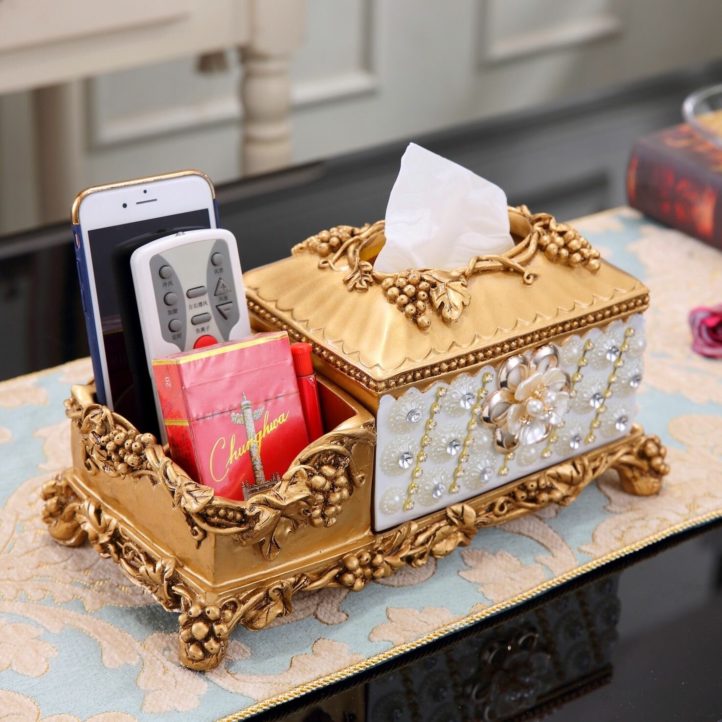 Декоративная коробка для салфеток, коробка для хранения , эпоксидная смола, цветок