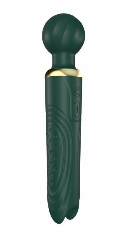 Зеленый силиконовый двусторонний вибратор-wand "Secwell", 22 см.