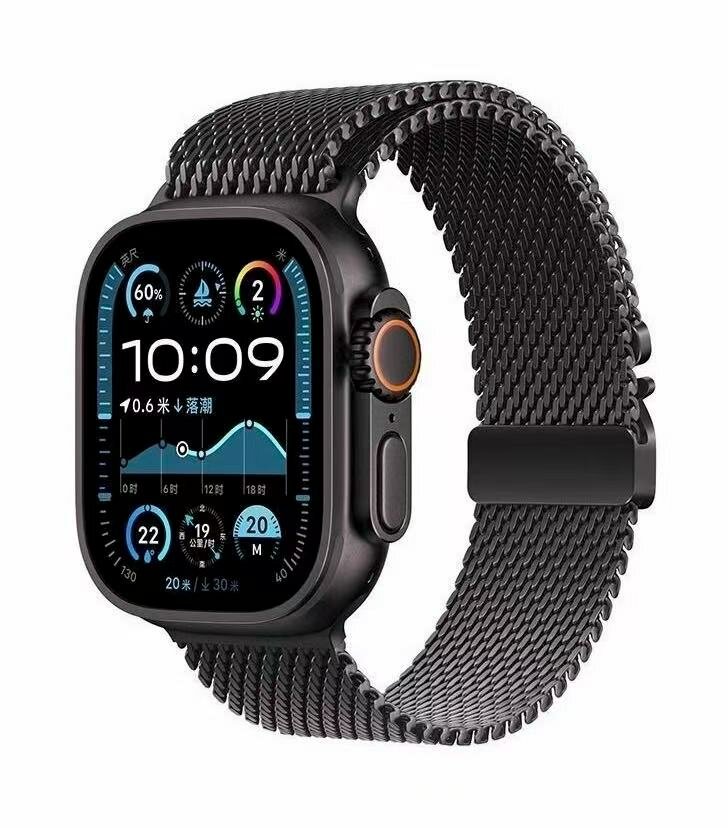 Титановый ремешок для Apple Watch 49 / 45 / 44 mm Natural Titanium Milanese Loop OEM