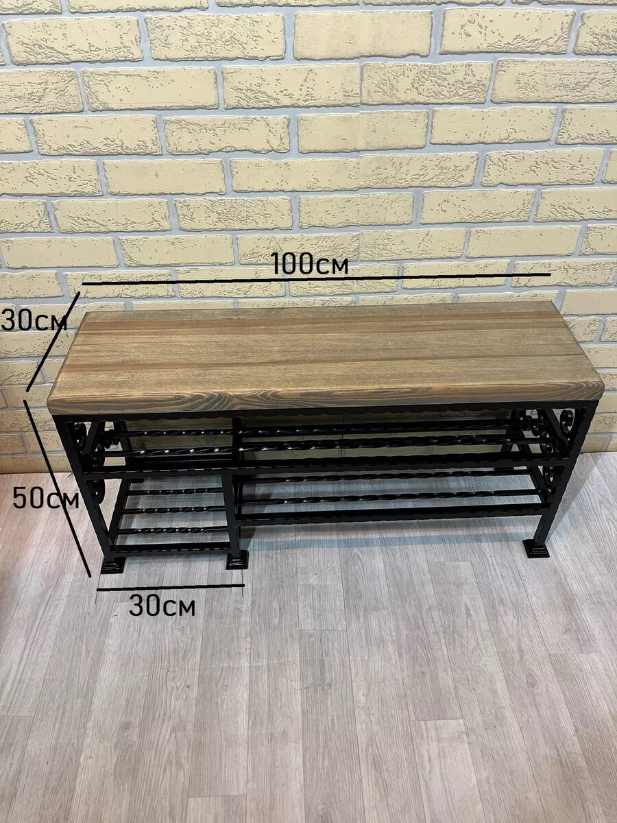 Кованая банкетка №44, Студия кованой мебели Нива, цвет дуб/серый