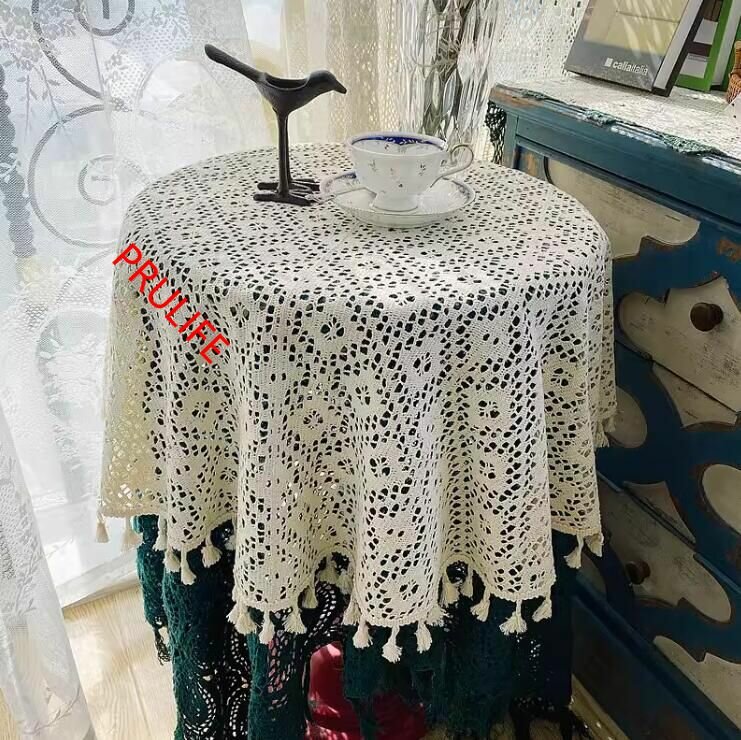 Круглая скатерть Вязаная крючком кружевная полая