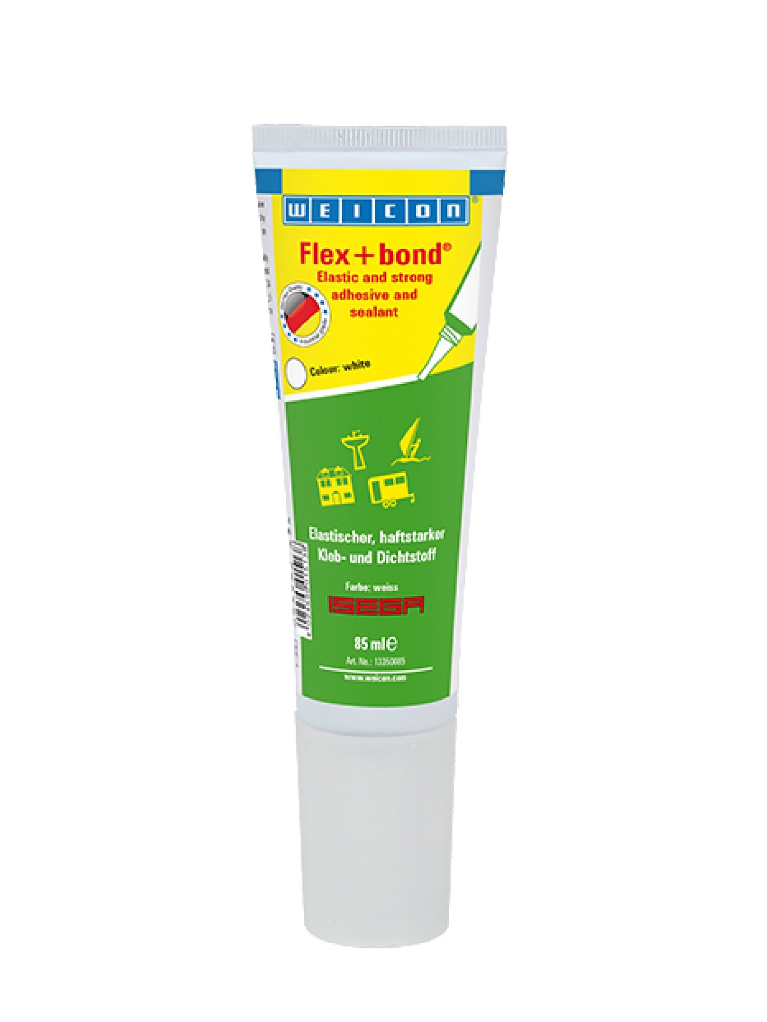 Клей-герметик, очень высокая прочность, без усадки и пузырей, WEICON Flex+Bond (85 мл) черный