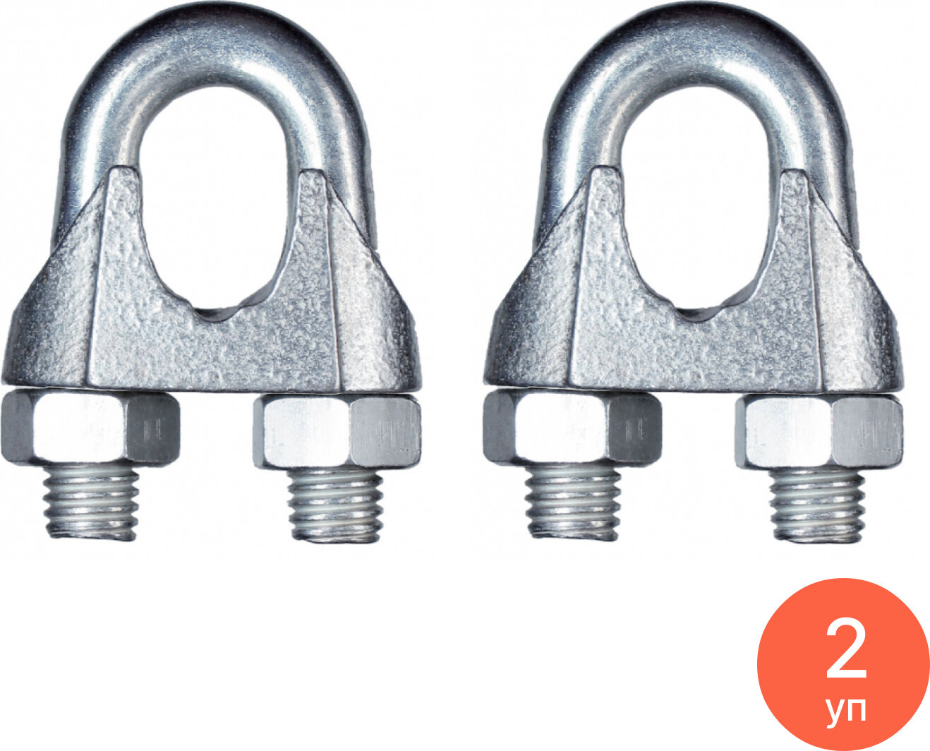 Зажим для троса Tech-KREP / Тех Креп оцинкованный, из стали, DIN 741, диаметр 10мм, в упаковке 2шт. / оснастка (комплект из 2 уп)