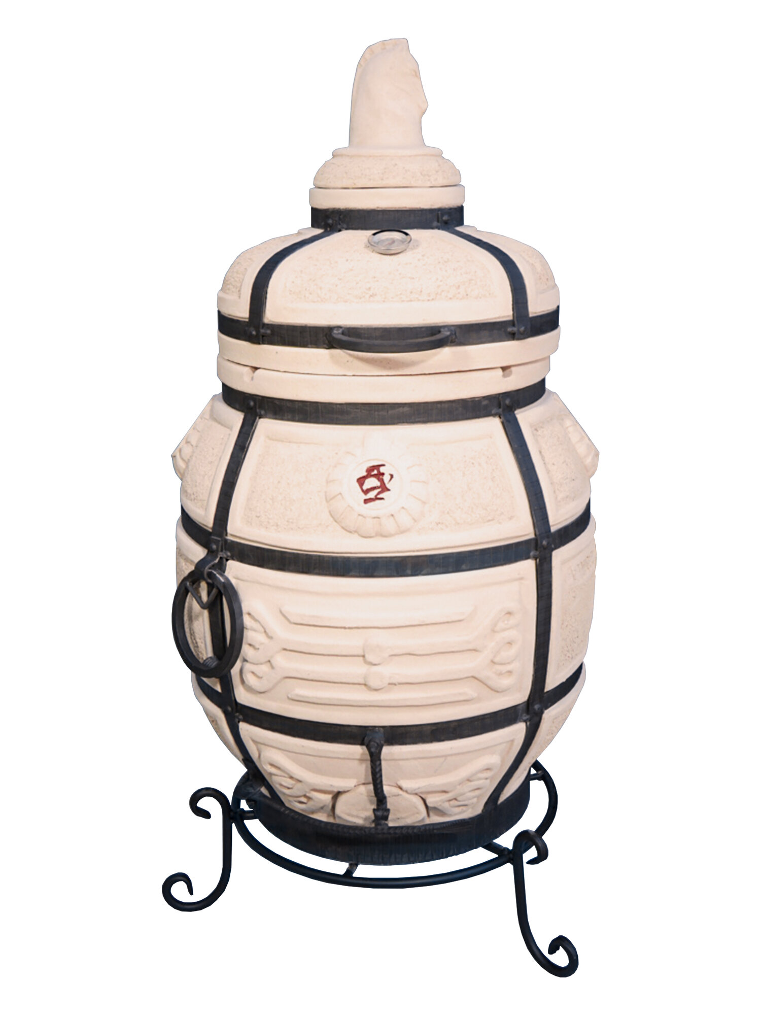 Тандыр Amfora Поручик с поворотной крышкой и подставкой, 82 л, 10 шампуров + совок + кочерга