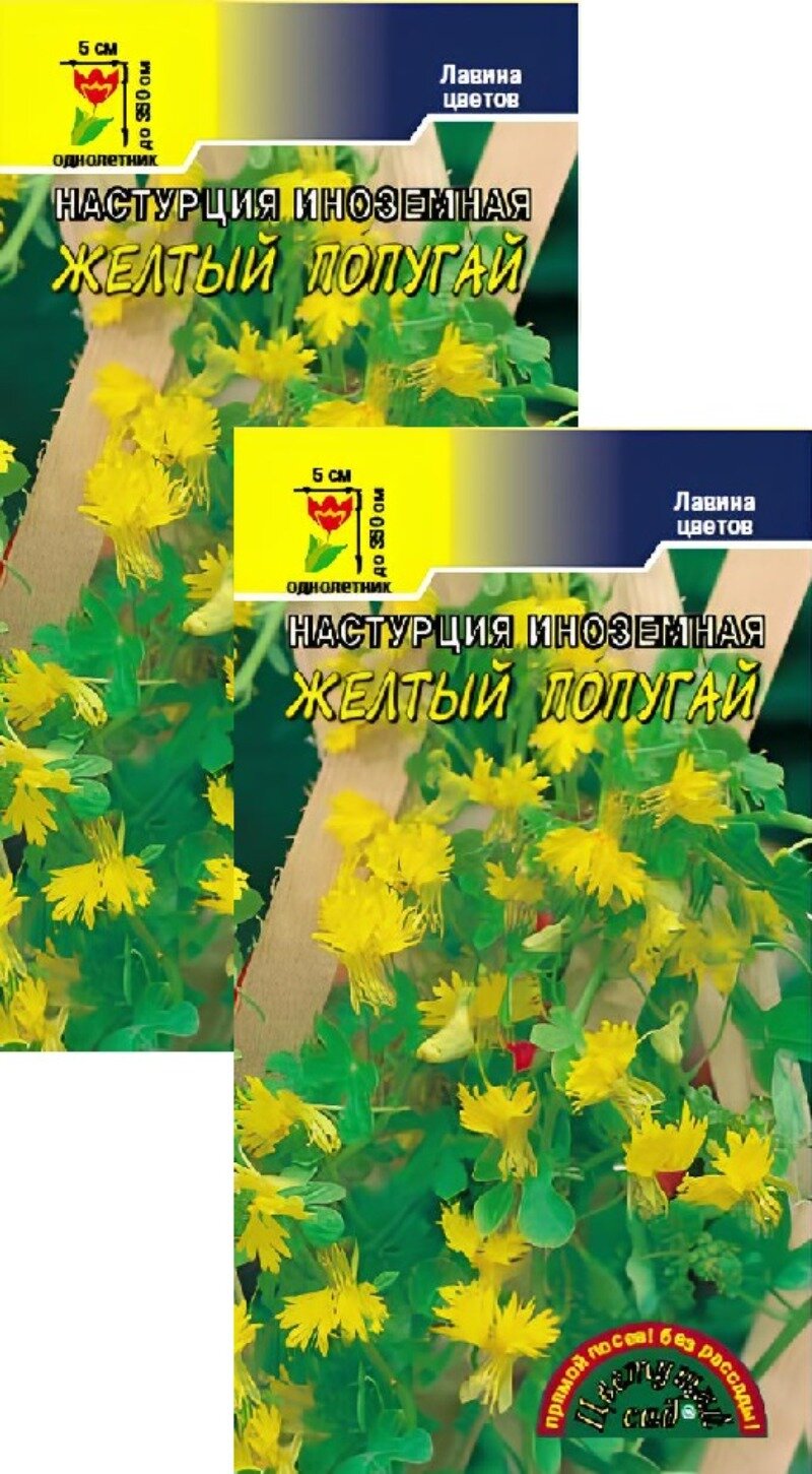 Семена Настурция Иноземная Желтый попугай (5 семян), 2 пакета, Цветущий сад