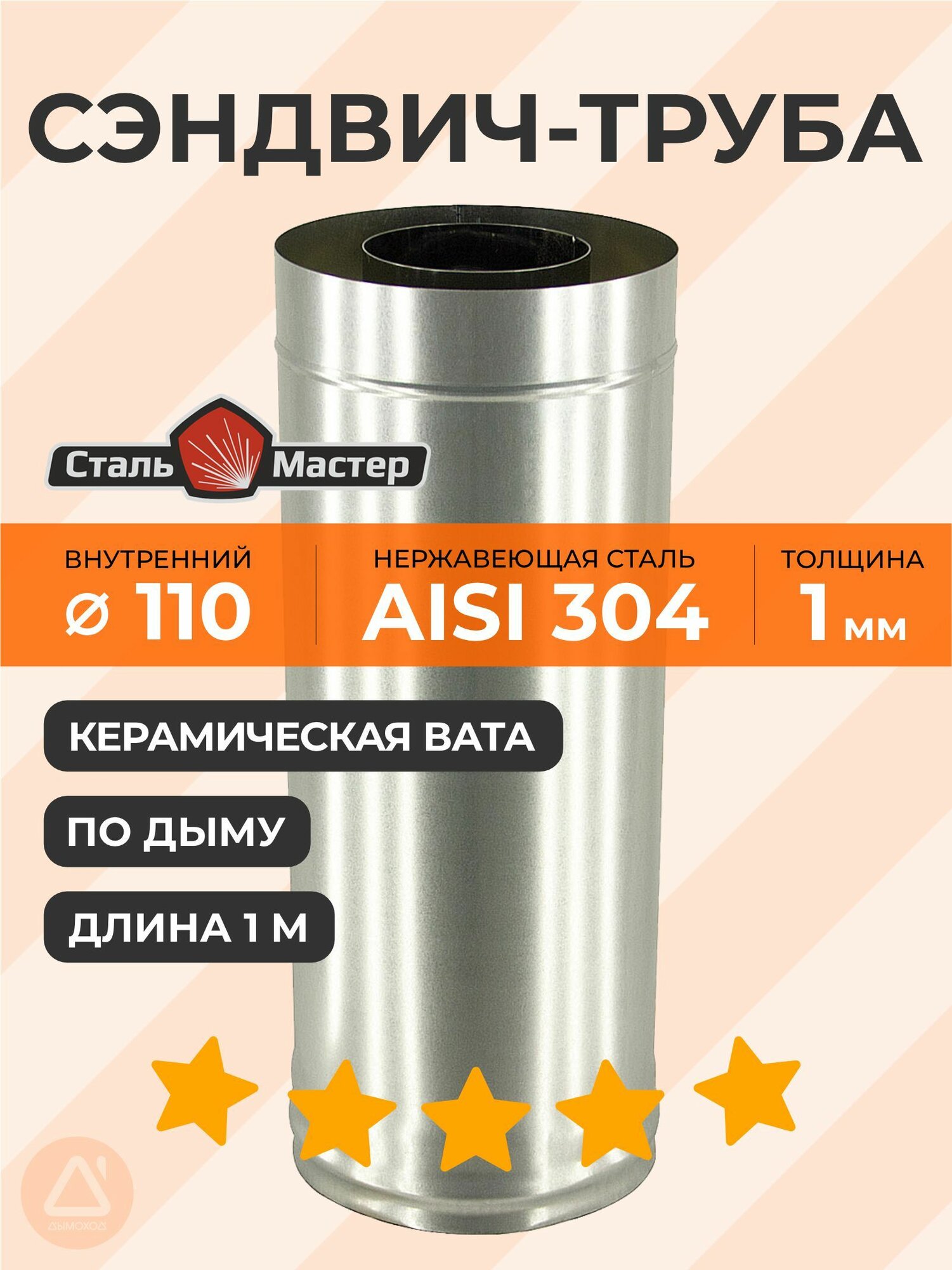 Сэндвич 110 / 200 1,0 м нерж 1 мм (AISI 304) / оц супервул