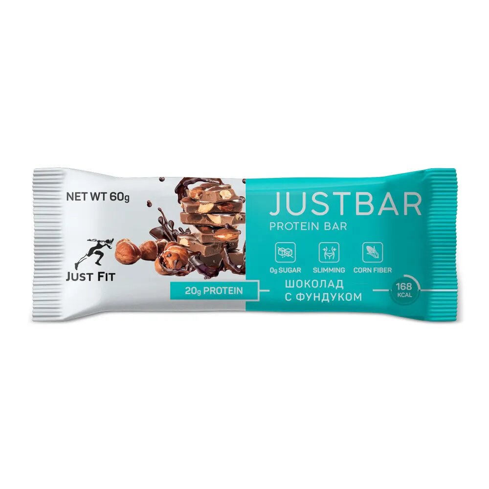 Just Fit JUSTBAR Протеиновый батончик 60 г со вкусом шоколад-фундук 20 шт