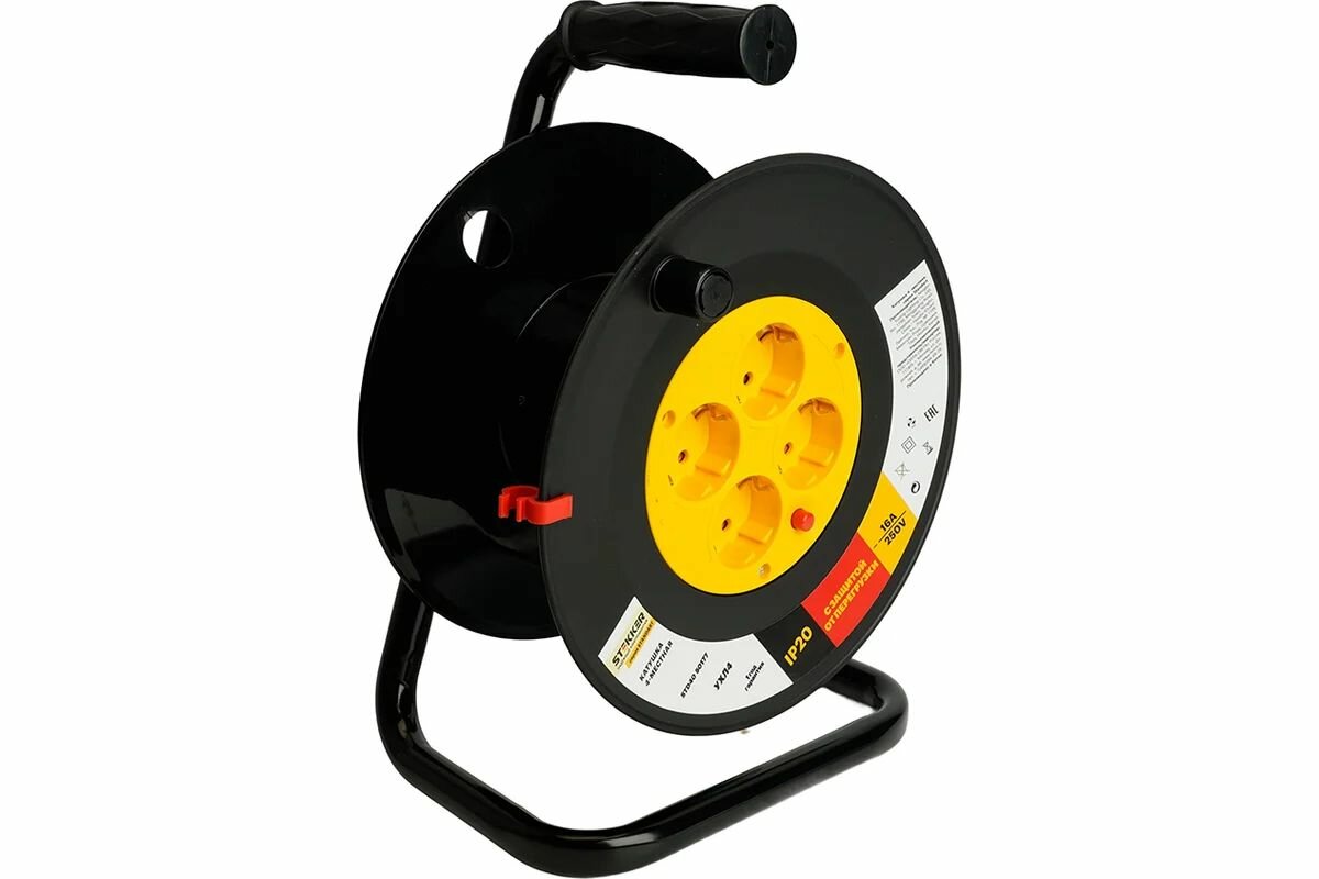 Катушка Stekker Standart STD40 четырехместная (без провода) 25 м 250V 16А, арт. 50177