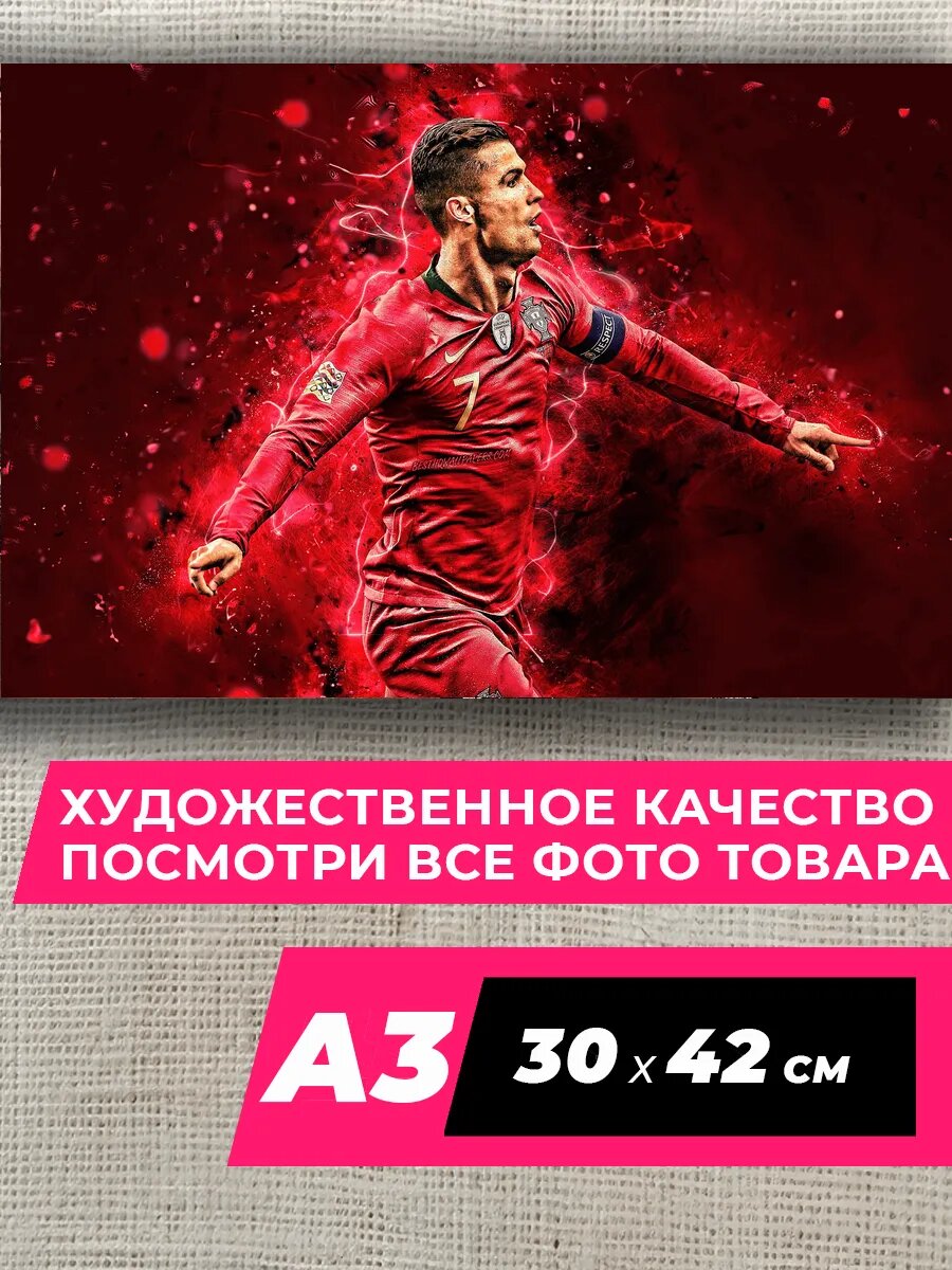 Постер Криштиану Роналду на стену 41 Ronaldo A3, матовая фотобумага премиум качества