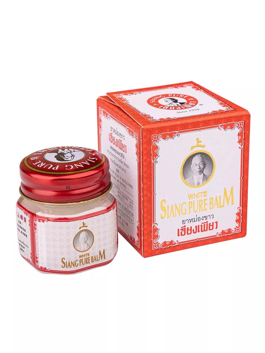 Тайский белый бальзам для мышц и суставов Siang Pure, баночка 12 гр