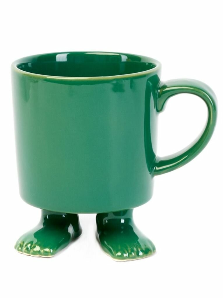 Кружка для чая на ножках зеленая, для кофе, керамическая, 300мл
