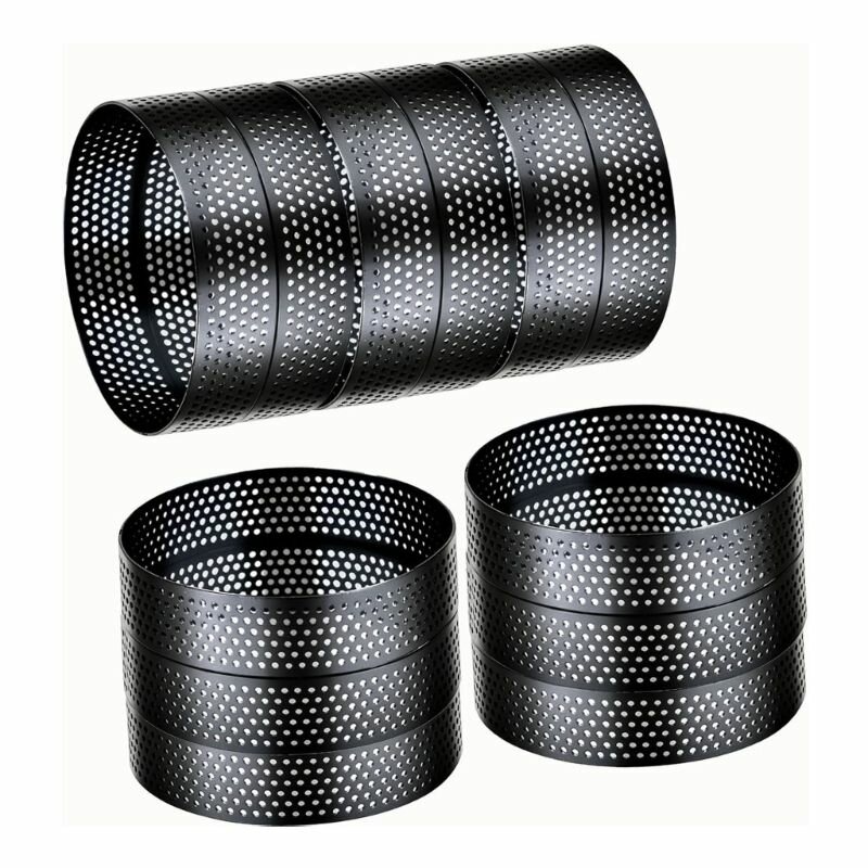 12 перфорированных колец для тартов из нержавеющей стали для муссовых тортов и десертов