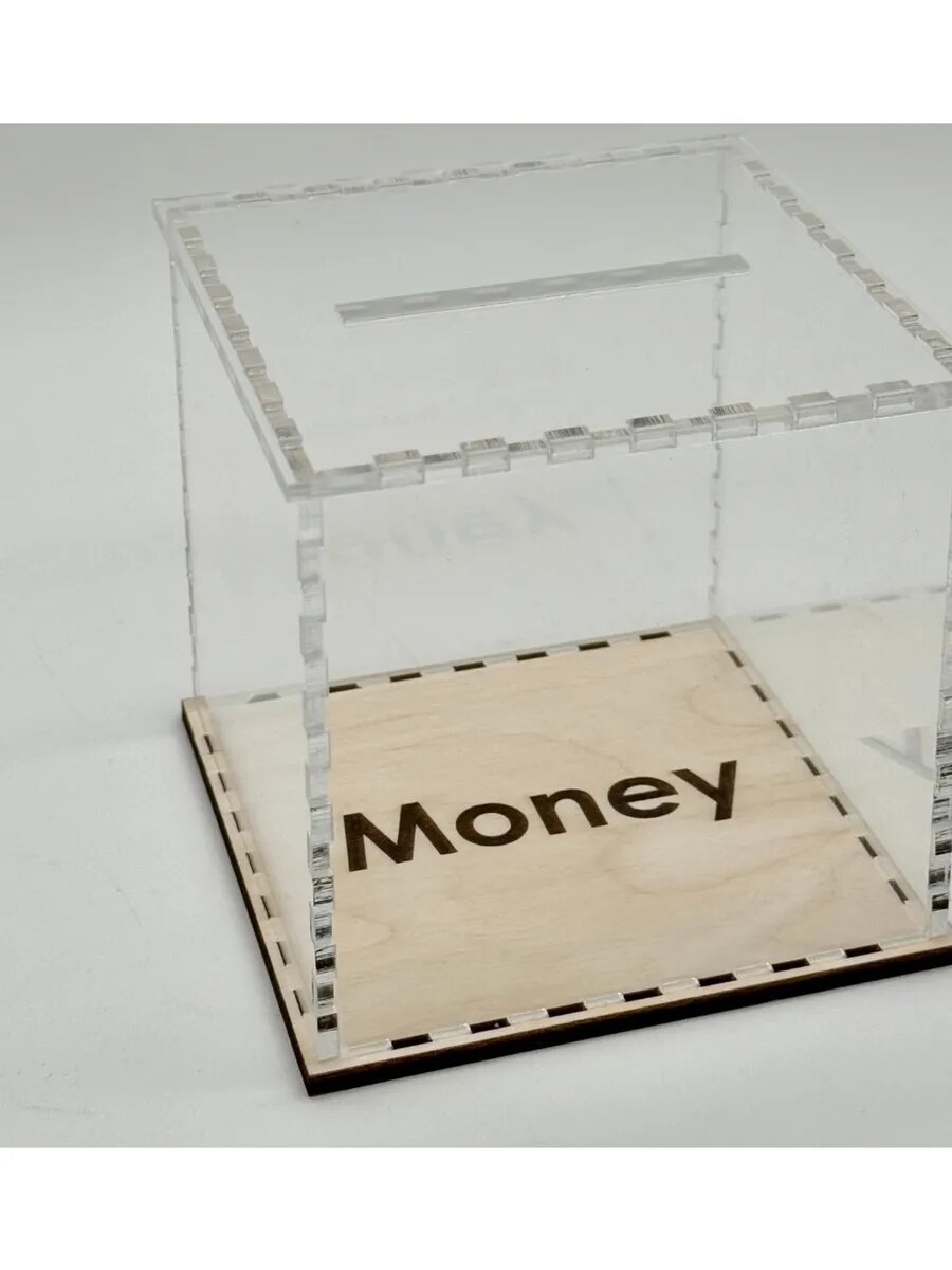 Прозрачная копилка для денег квадратная 10*10 см, копилка куб