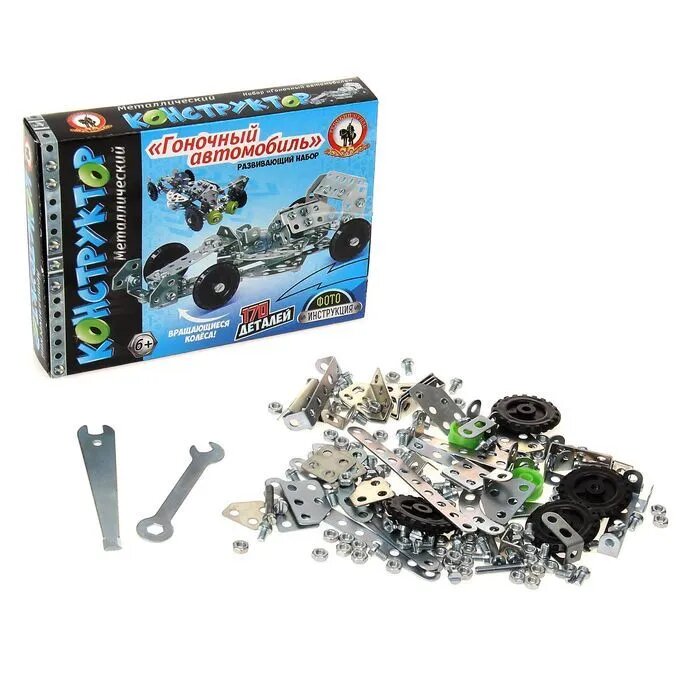 Конструктор из металла Русский стиль Гоночный автомобиль, 170 деталей (5072)