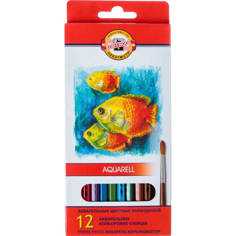Карандаши акварельные цветные KOH-I-NOOR FISH 12цв/наб, 3716012004KSRU