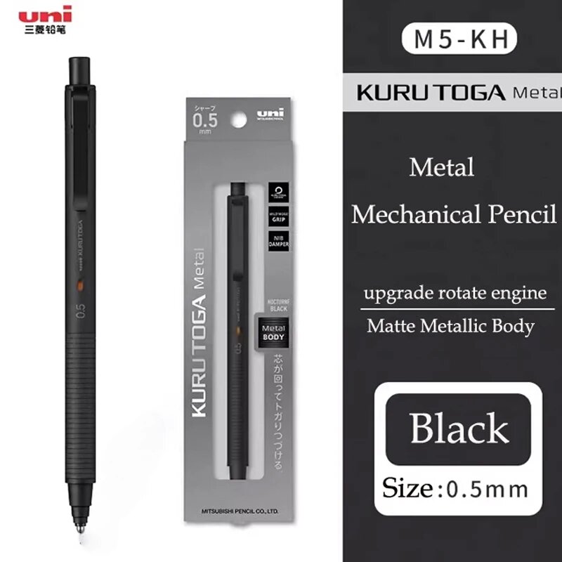 Механический карандаш Uni Kuru Toga Steel Gray Forest Green 0,5 мм HB Черный, M5-KH Black Pen