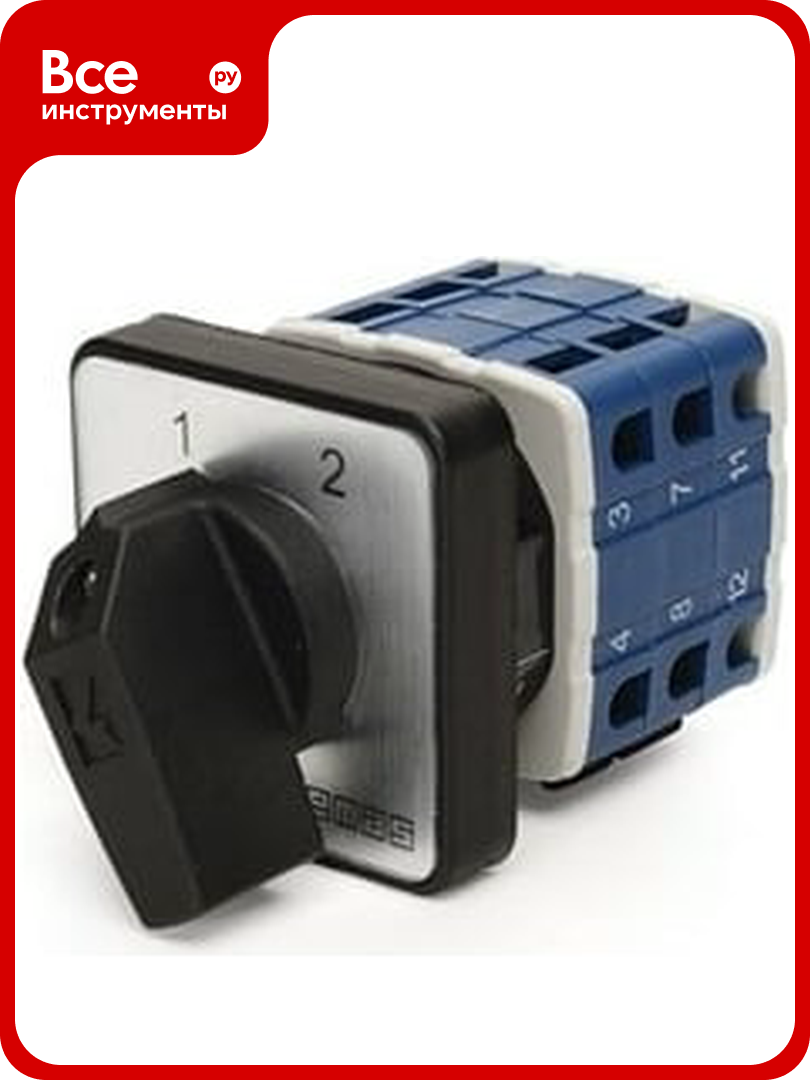 Трехфазный переключатель управления двигателем Emas 1-2 10A, 400В PSA010KD333S, пластик‑металлический корпус