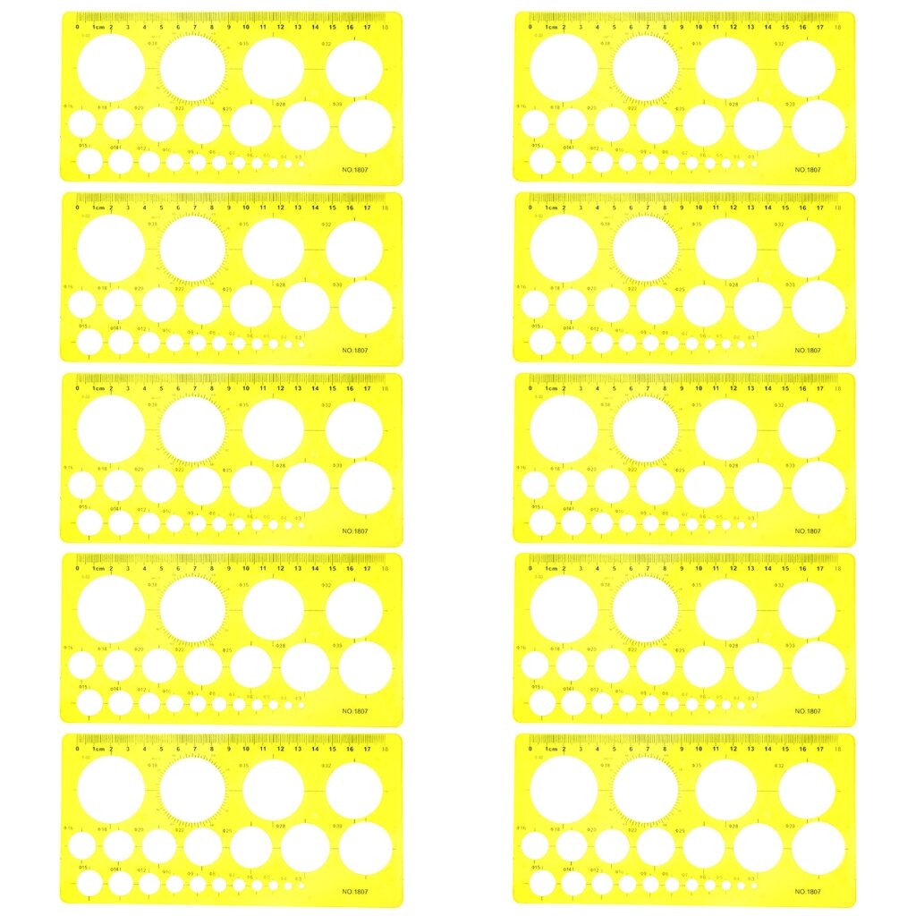 10 шт. Круглый шаблон для чертежа, изучение круглого отверстия, линейка, геометрический трафарет, шаблоны линеек, масштабное черчение