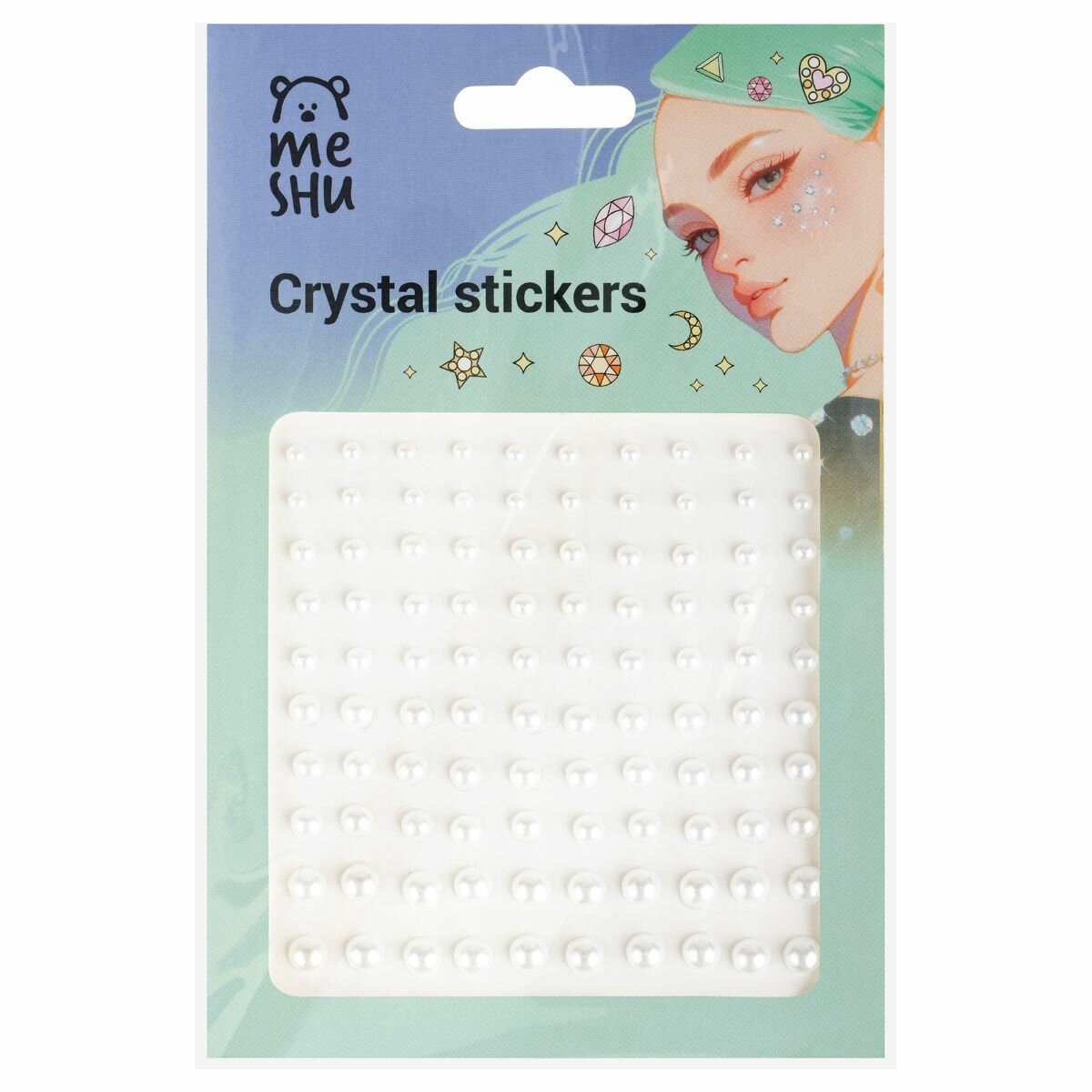 Наклейки акриловые MESHU "Pearl", 100 наклеек, инд. уп, европодвес (MS_64965), 20 уп.