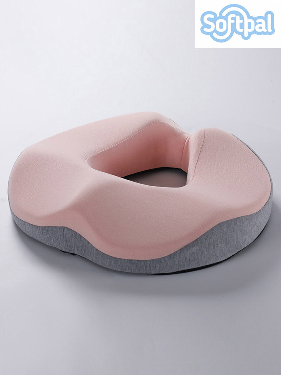Подушка ортопедическая на кресло, стул с эффектом памяти, для беременных, для позвоночника и геморроя, розовая
