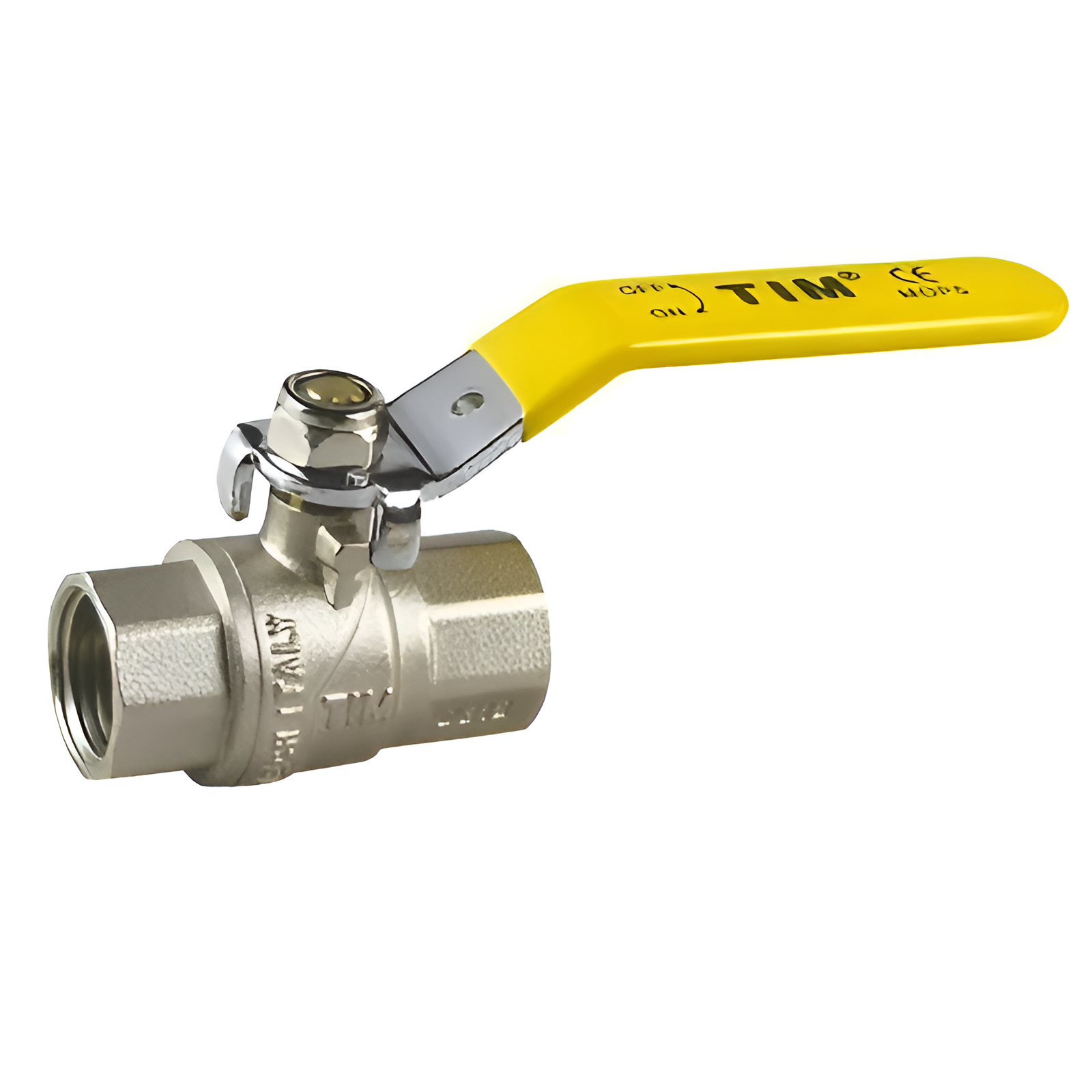 Кран шаровой TIM DE122T, для газа, ручка-рычаг, латунь, вход/выход 1/2