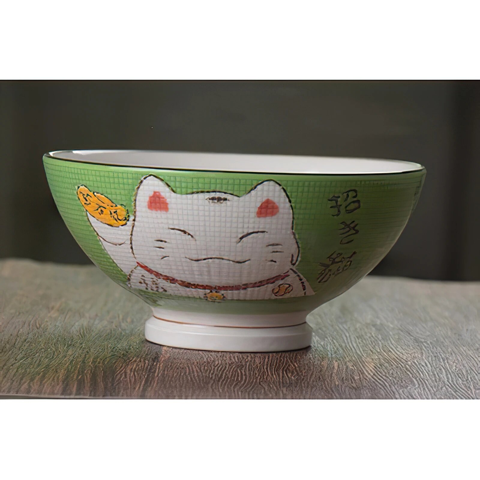 Керамическая миска Lucky Cat синяя/желтая/зеленая/фиолетовая/оранжевая XINCHEN green, Caliber 20.5cm