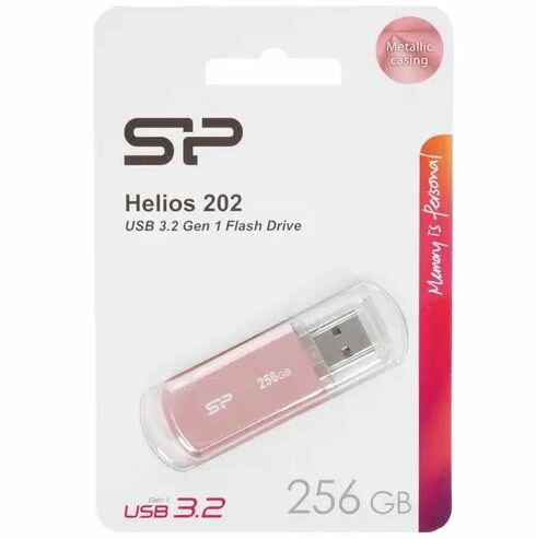 Память USB Flash 256 ГБ Silicon Power Helios 202 (SP256GBUF3202V1P) - USB 3.2 Gen1, монолит с колпачком, металл