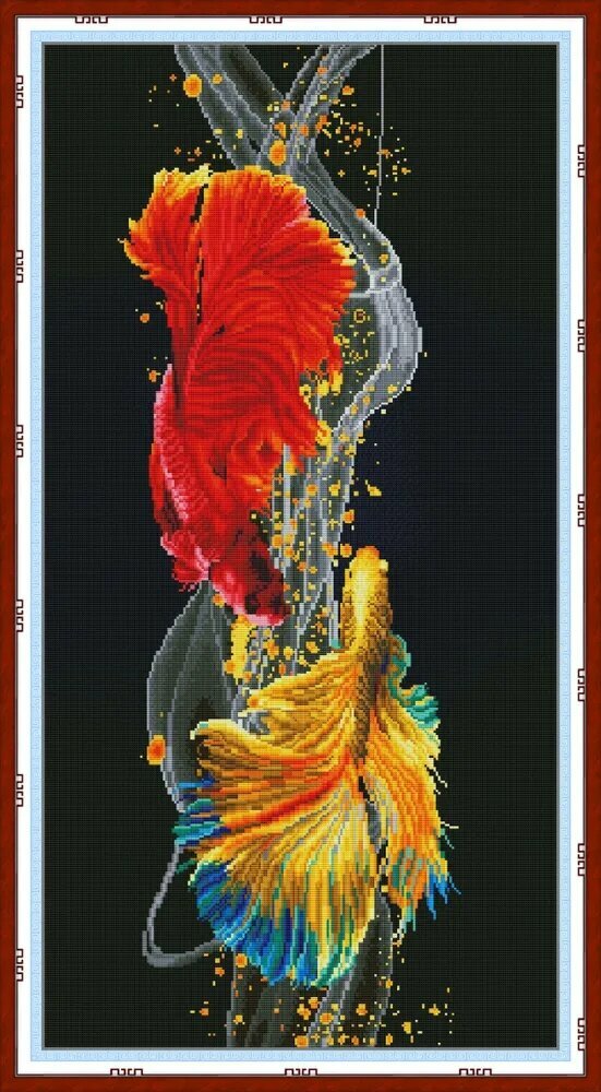 NKFвышивка крестом наборы, Схема на 14CT "Рыбы Дуян2",49*89CM