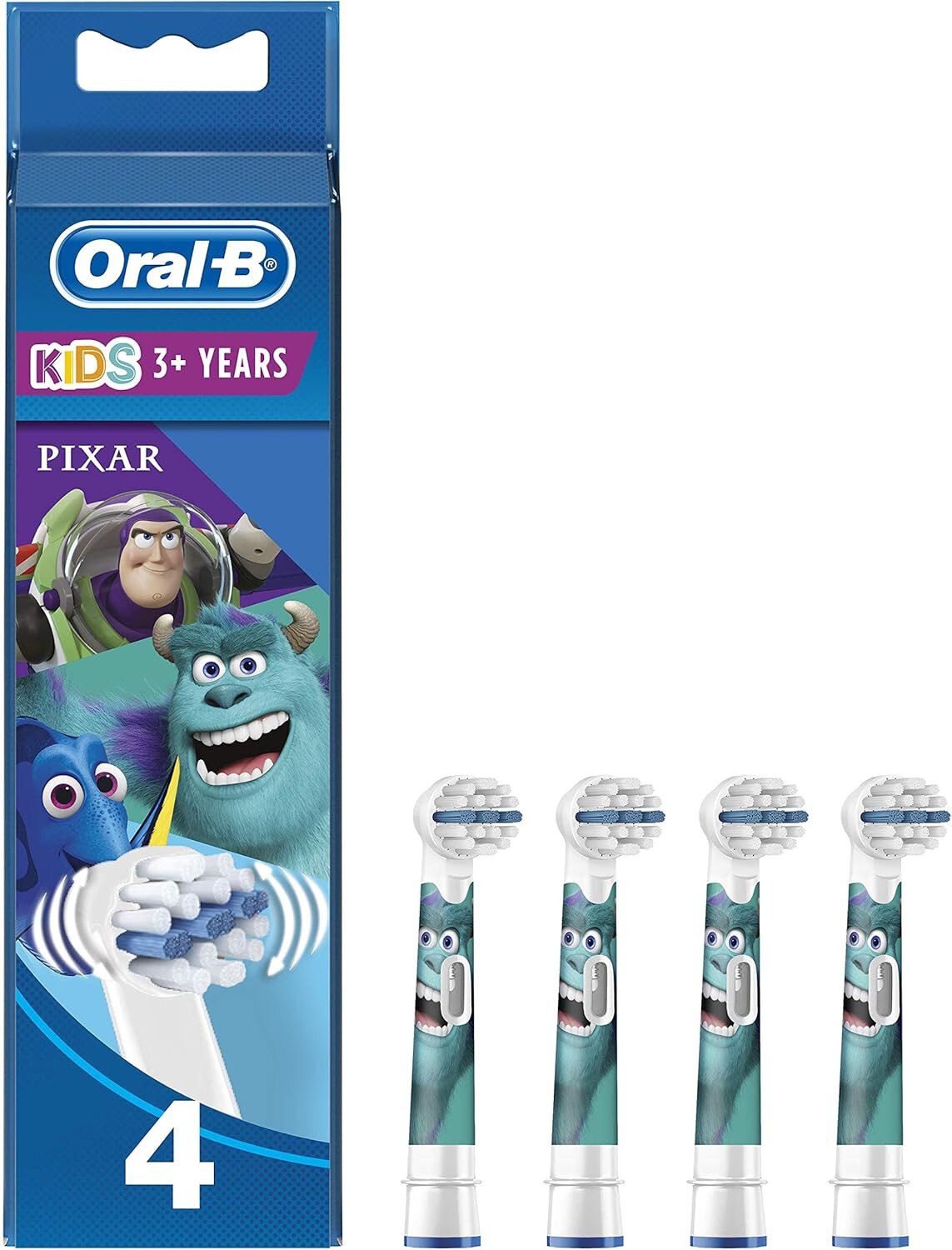 Насадки-щетки для детских зубных щеток, с изображением Pixar,4 шт.