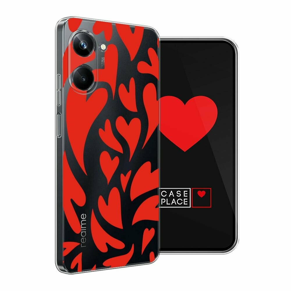 Чехол на Realme 10 Pro / Реалми 10 Про с принтом "Crazy hearts 2 - 14 февраля", прозрачный — фото 1
