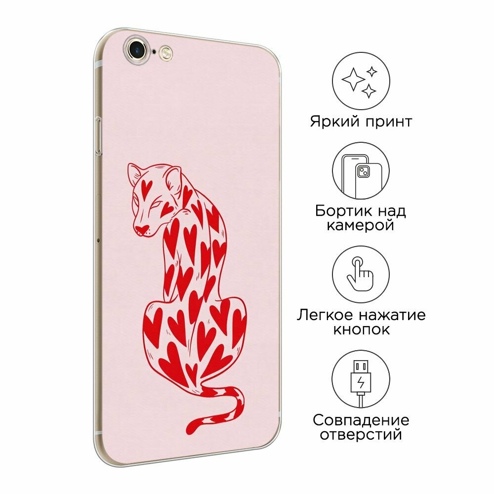 Чехол на Apple iPhone 6 Plus/6S Plus / Айфон 6 Плюс/Айфон 6С Плюс с принтом "Heart panther 1 - 14 февраля" — фото 1