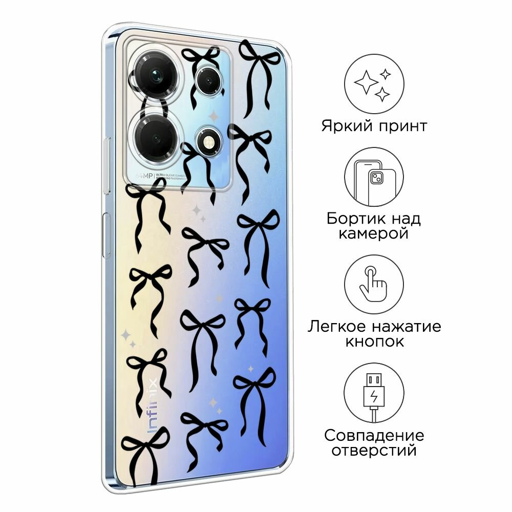 Чехол на Infinix Note 30 4G / Инфиникс Нот 30 4G с принтом "Black bows", прозрачный — фото 1