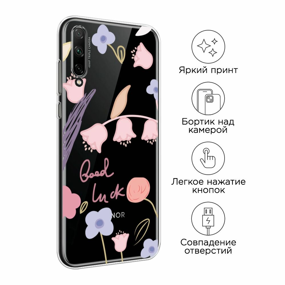Чехол на Honor 30i / Хонор 30i с принтом "Lucky flowers", прозрачный — фото 1
