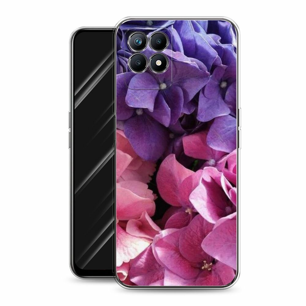 Силиконовый чехол на Realme 8i / Реалми 8i с принтом Гортензии — фото 1
