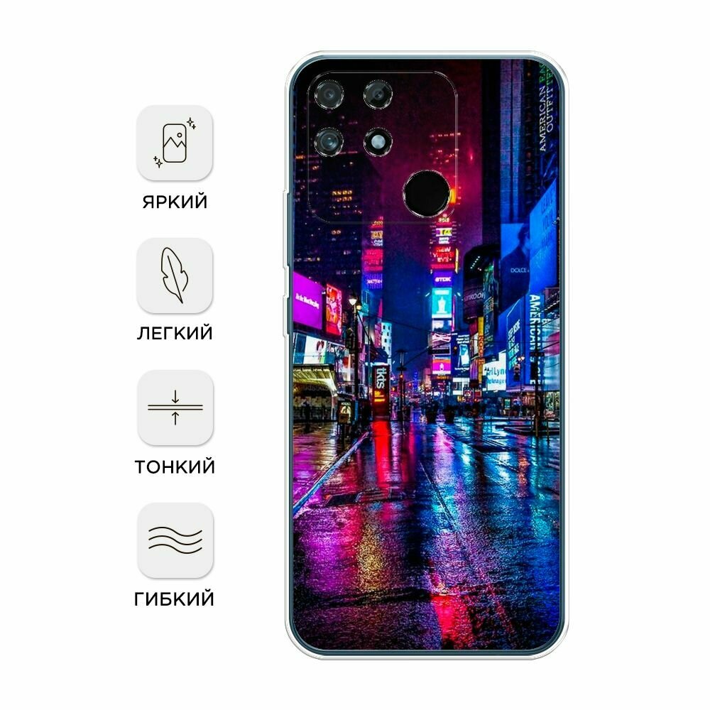 Чехол на Realme Narzo 50A / Реалми Нарзо 50A с принтом "Фиолетовая улица" — фото 1