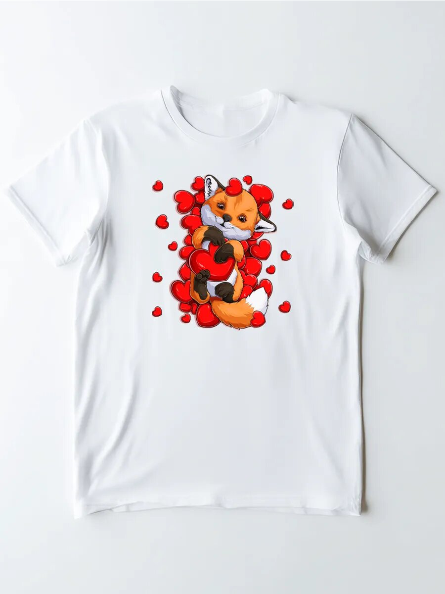 Футболка лиса сердечки