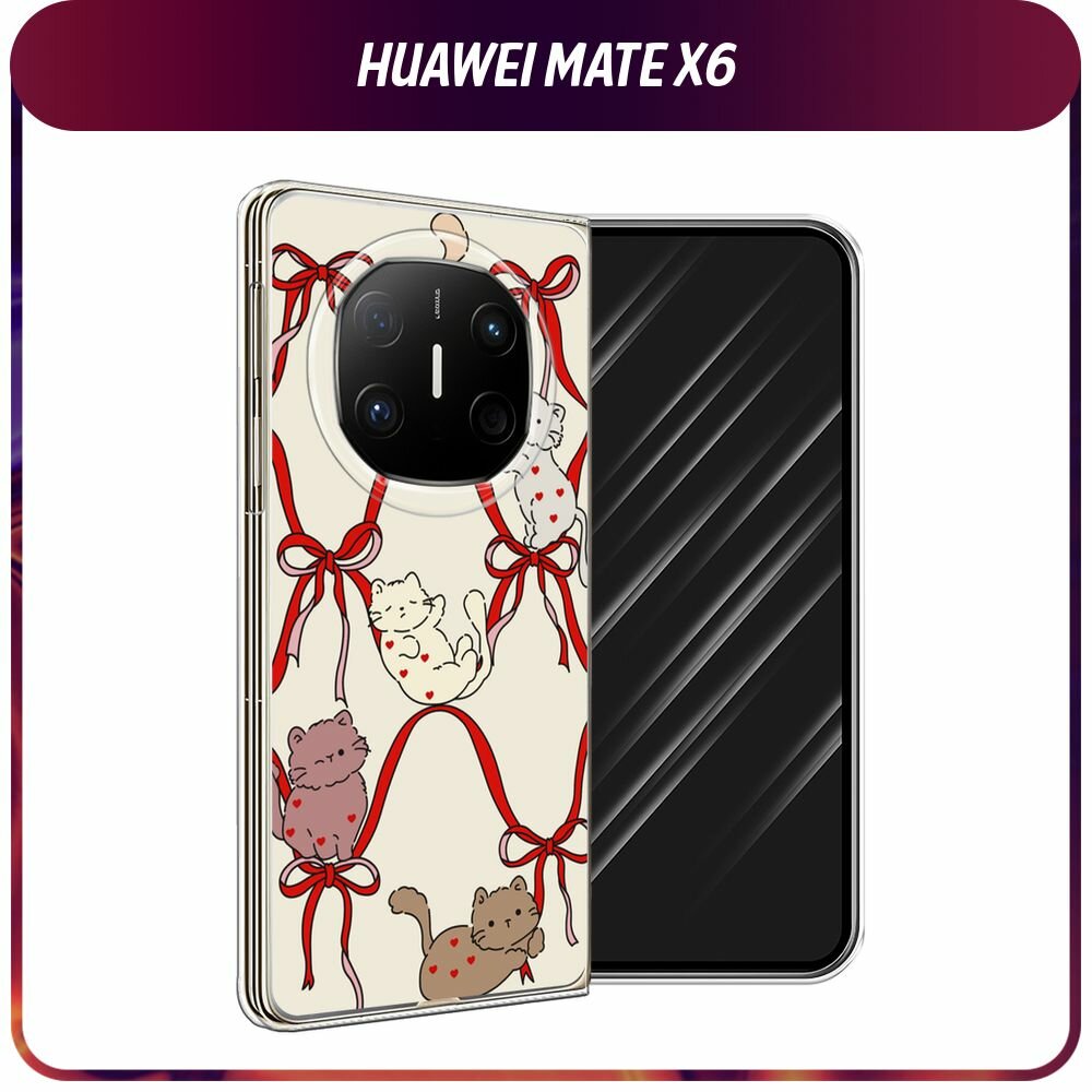 Чехол на Huawei Mate X6 / Хуавей Мате X6 с принтом "Котики в ленточках 1"