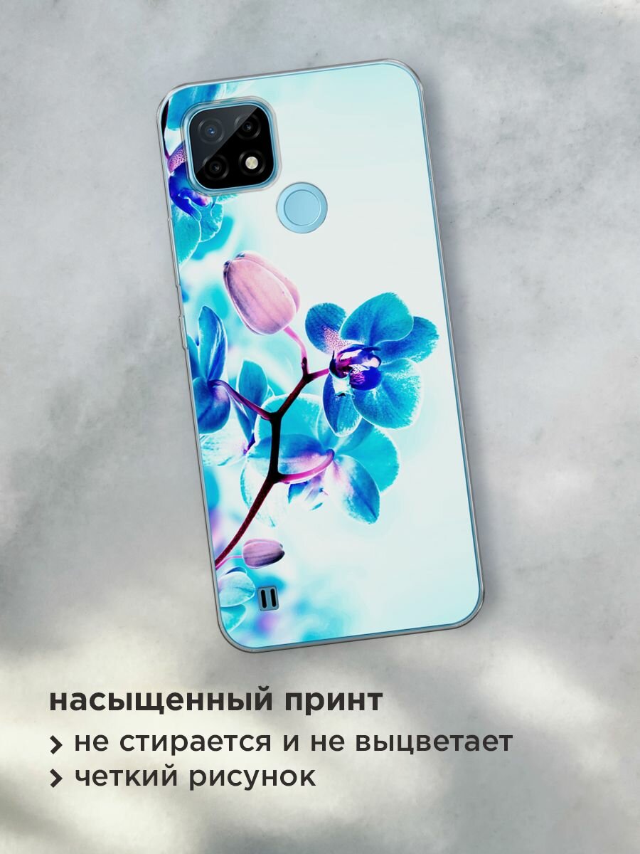 Чехол на Realme C21 / Реалми С21 с принтом "Голубая орхидея" — фото 1