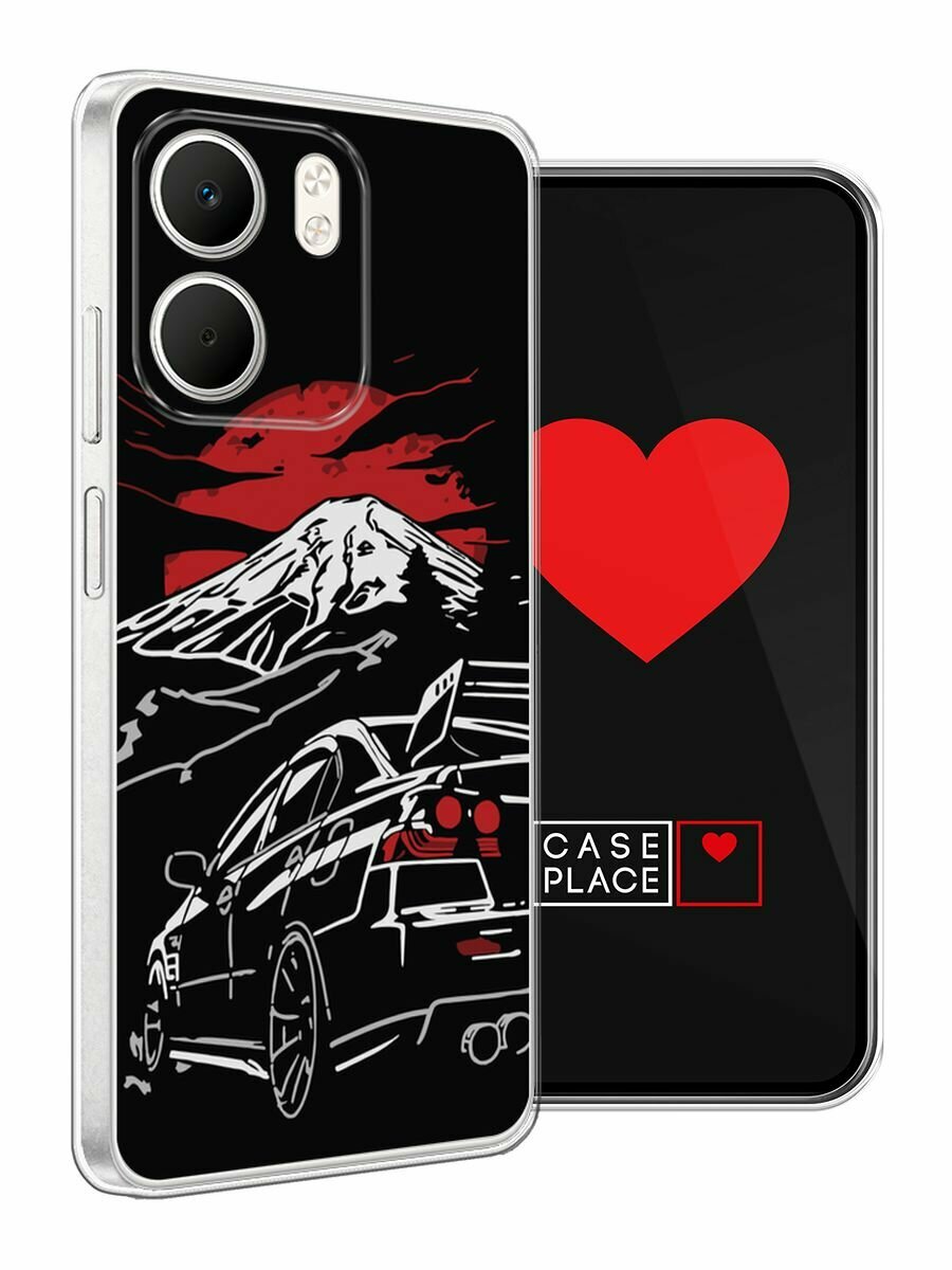 Силиконовый чехол на Oppo A5x / Оппо А5x с принтом "Машина в горах JDM" — фото 1