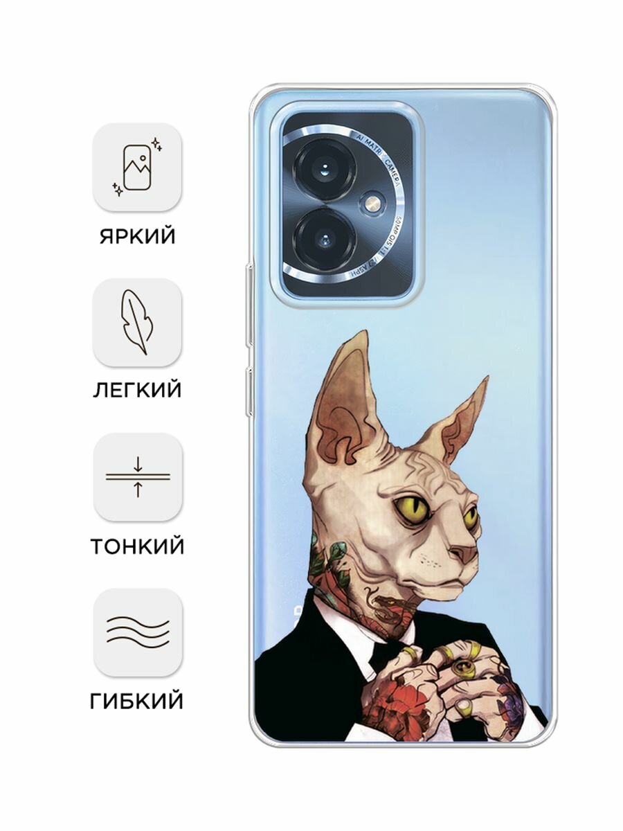 Чехол на Honor 100 / Хонор 100 с принтом татуированный сфинкс, прозрачный — фото 1