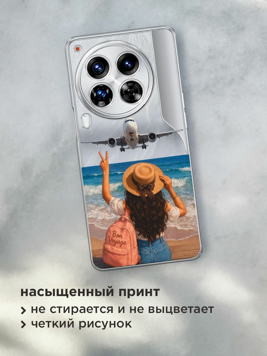 Чехол на Tecno Camon 30 Premier / Текно Камон 30 Премьер с принтом "Bon Voyage", прозрачный — фото 1